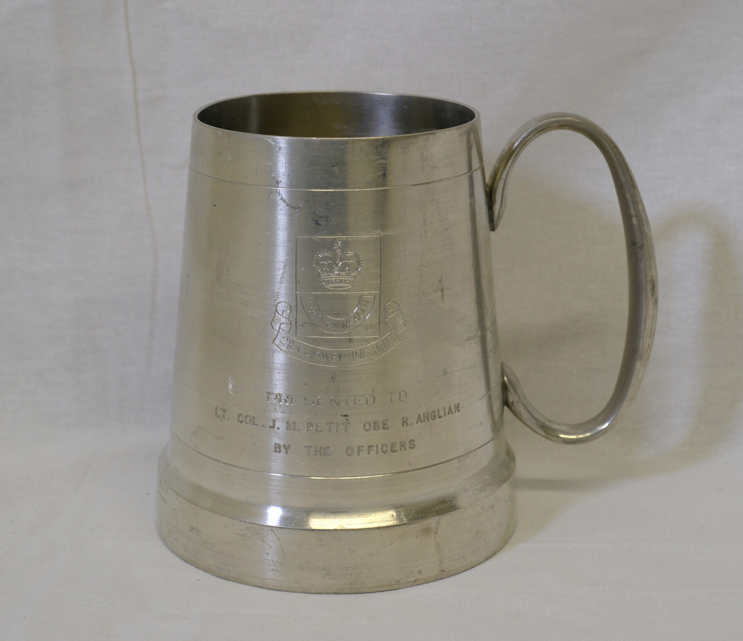 Pewter Mug presentation Commander and Staff HQ 28 Comwel Infantry ...