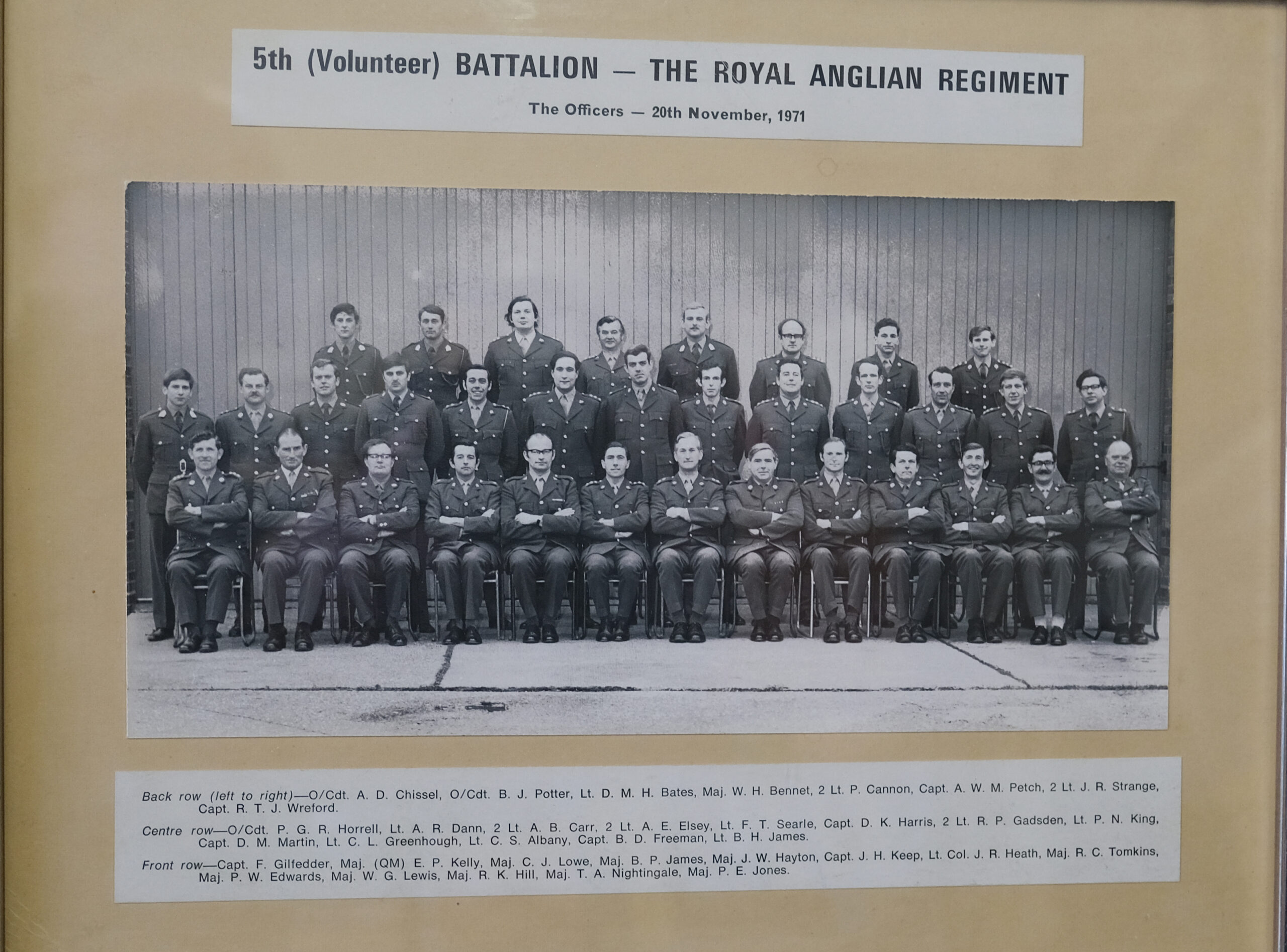 5th Battalion The Royal Anglian Regiment Officers Mess 20 November 1971 ...