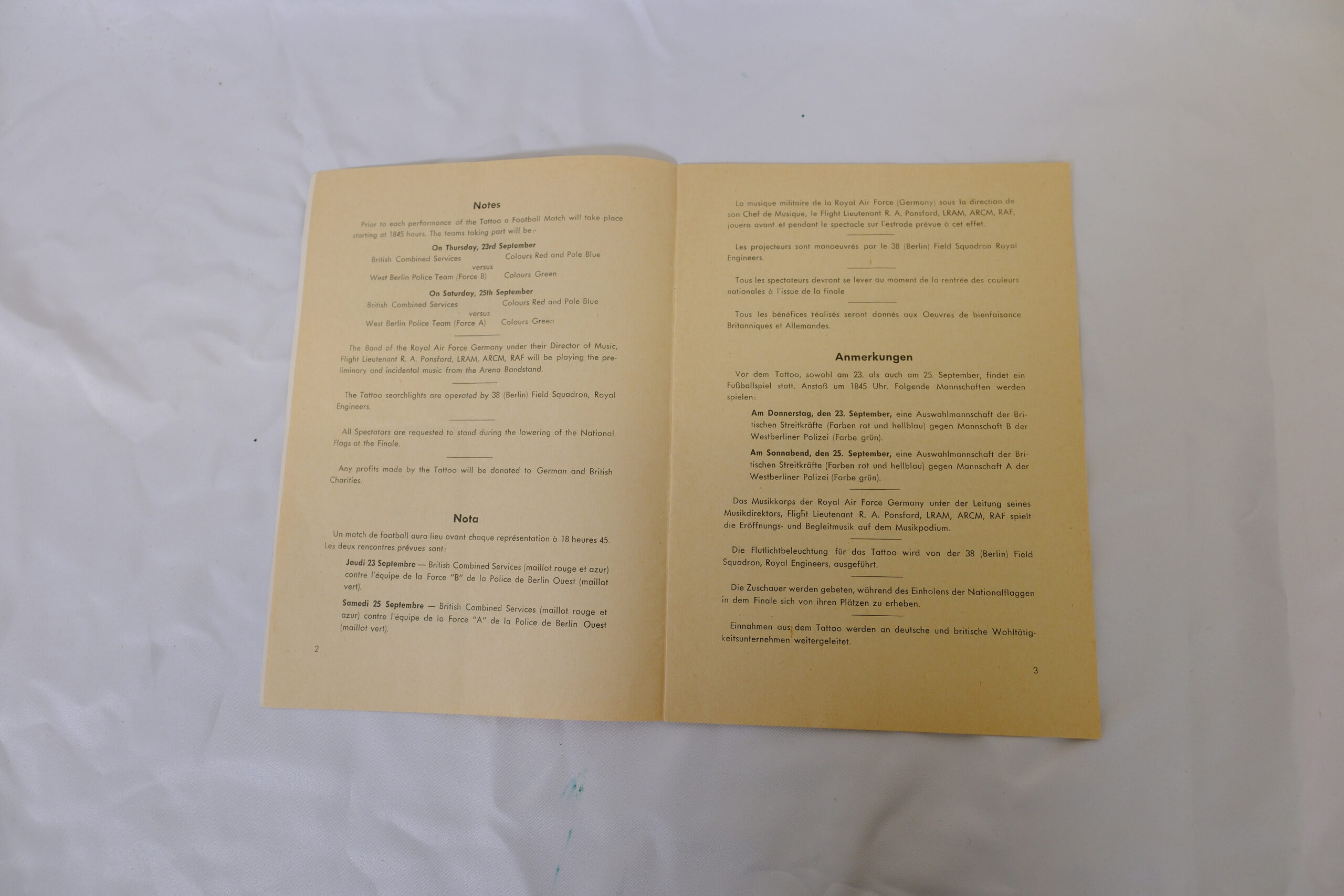 Programme for the British Military Tattoo 1965 - Royal Anglian Regiment