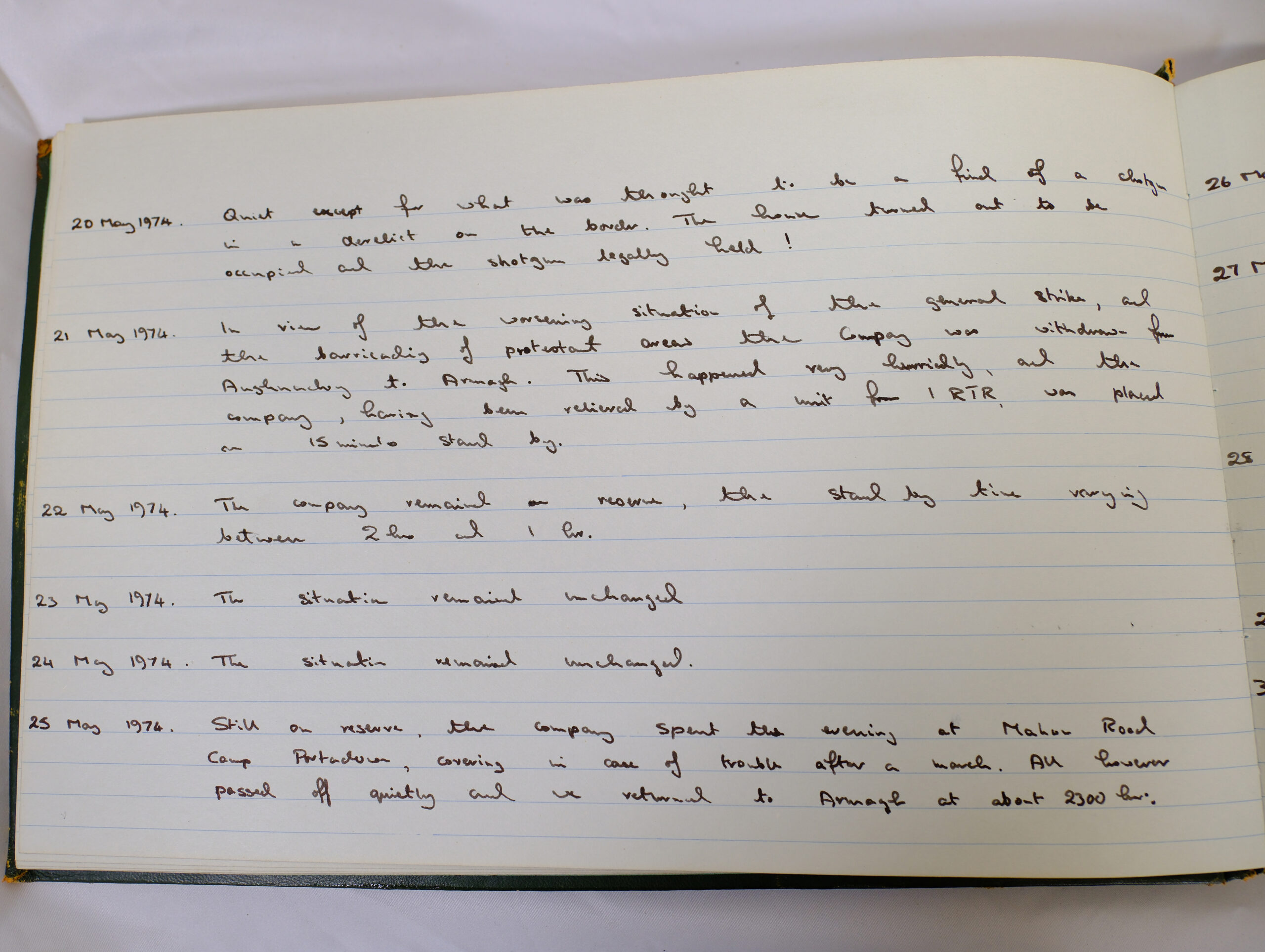 4th Battalion Royal Anglian Regiment Battalion log book from 1973 ...