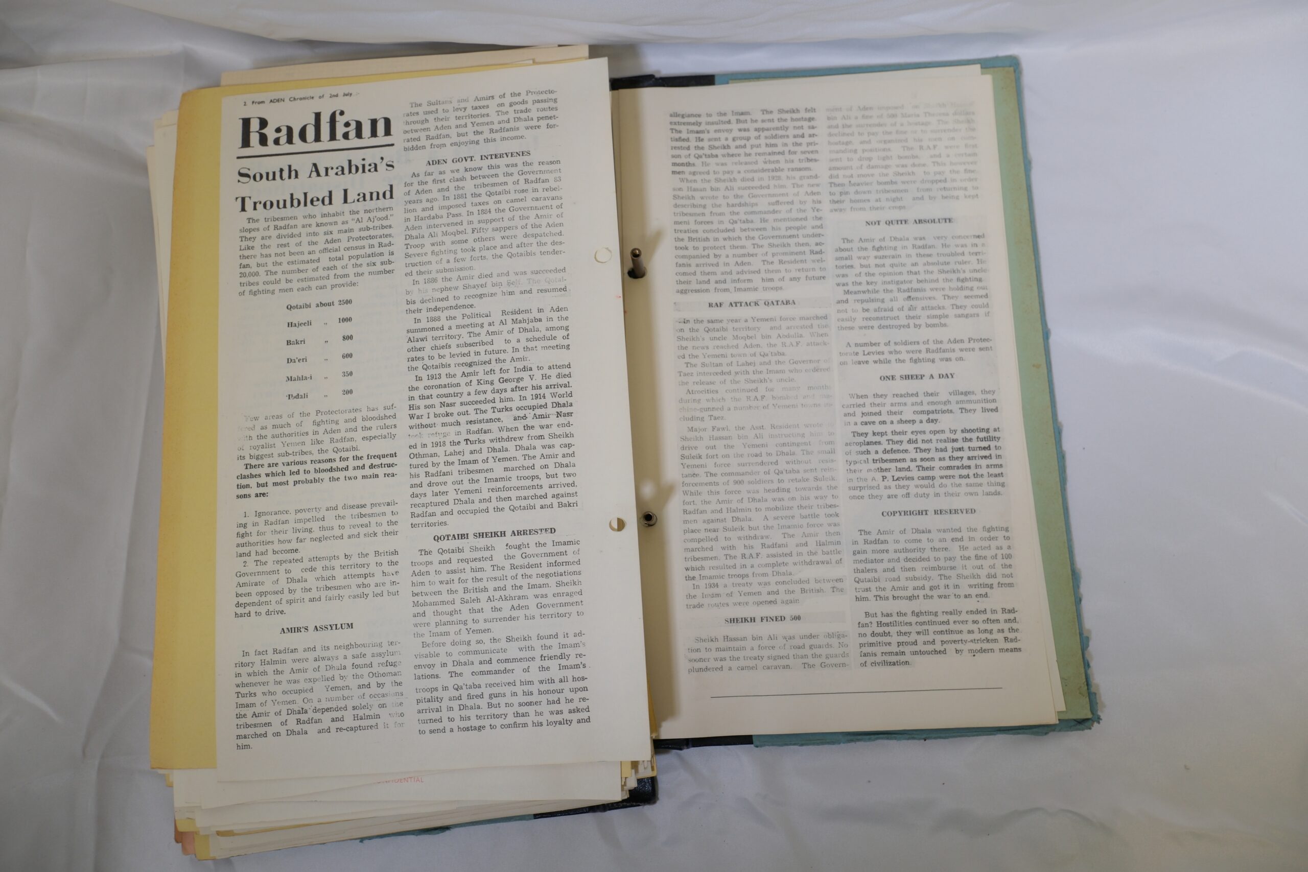 Operations in Radfan 1964 operations guide notes - Royal Anglian Regiment