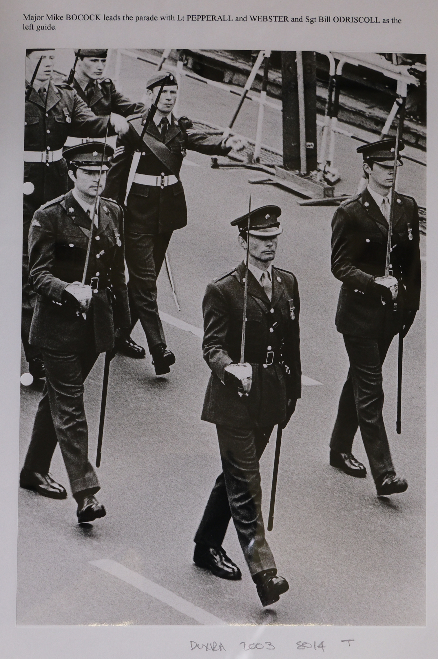 Major Mike Driscoll leads a parade with Lt Pepperall and Lt Webster ...
