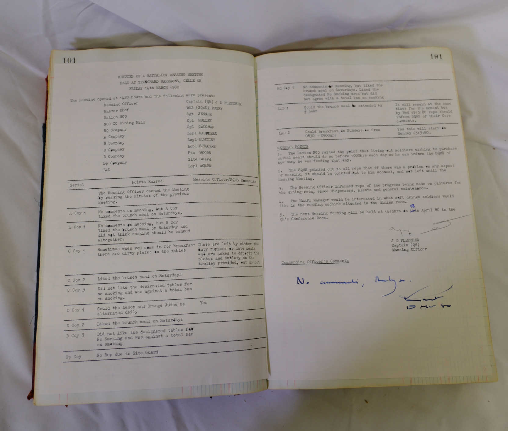 1st Battalion Royal Anglian Regiment Records Ledger March 1965 ...
