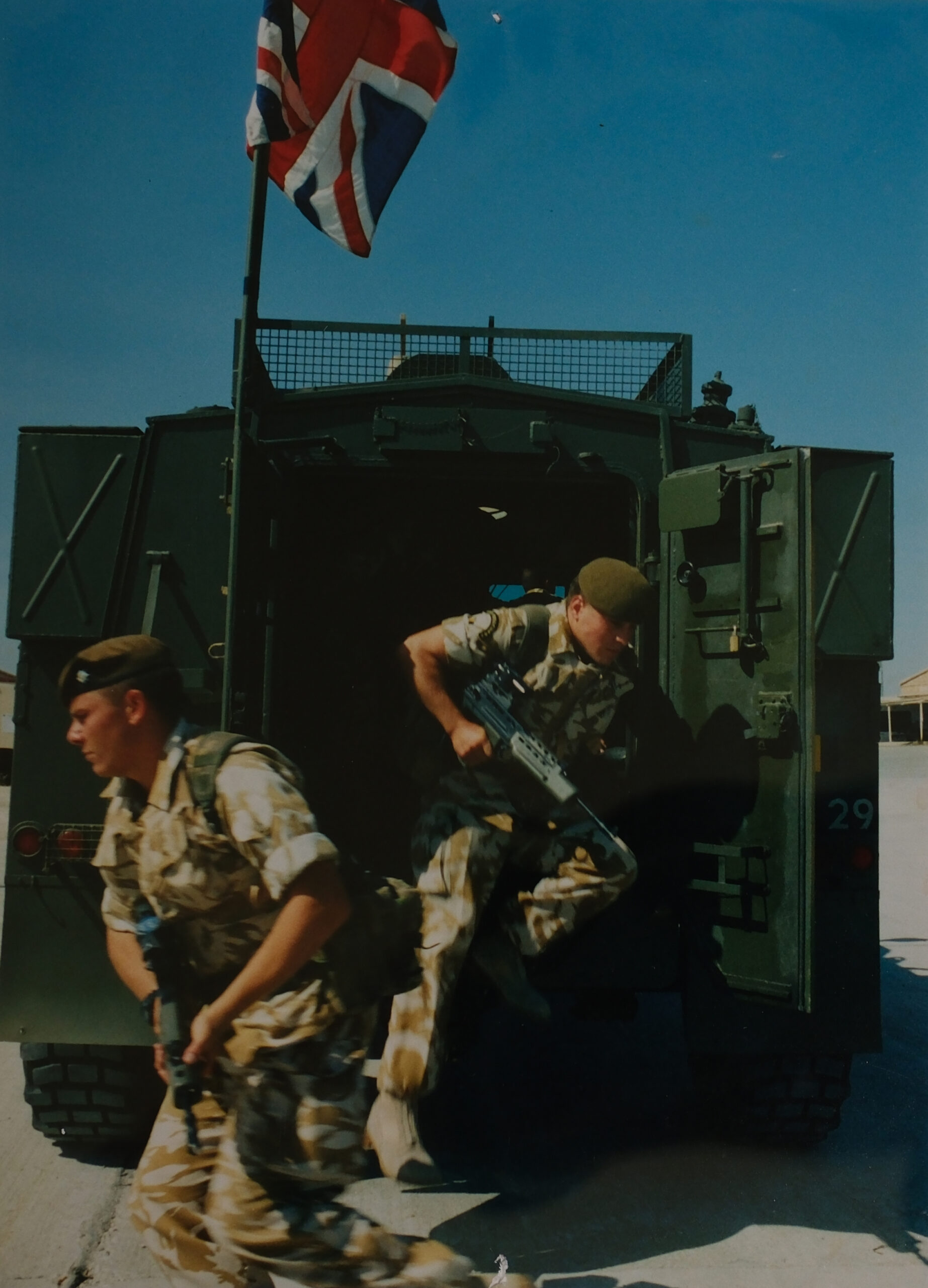 Royal Anglian Soldiers leaving a Saxon Armoured Personnel Carrier in ...