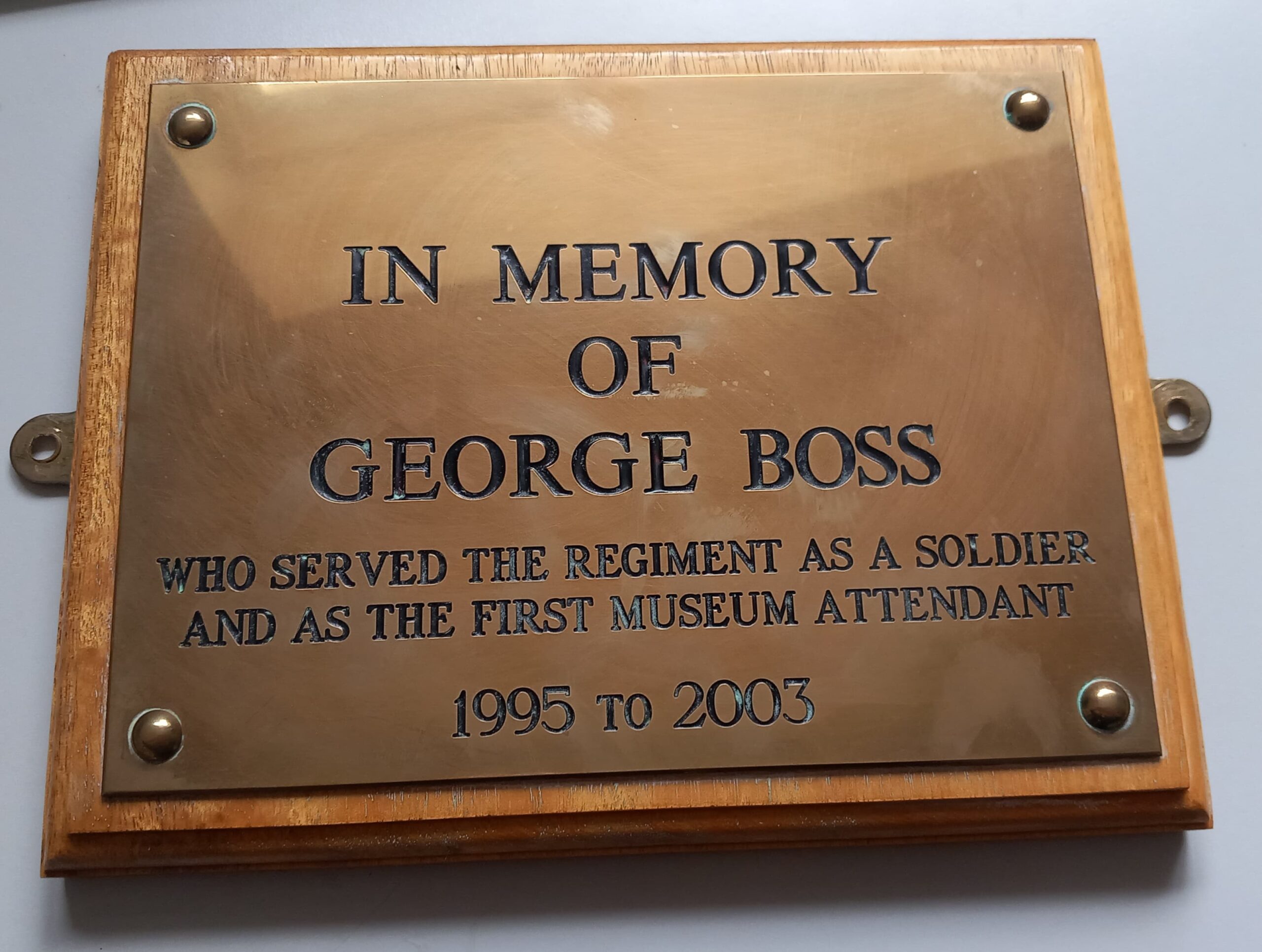 Plaque for George Boss - Royal Anglian Regiment
